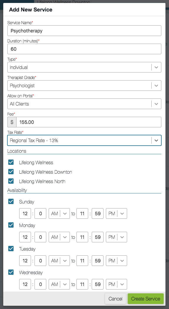 Assigning Services to Locations - owlpracticesuite